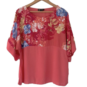 DG2 by Diane Gilman | Tops | New Diane Gilman Dg2 Coral Floral Crinkle ...